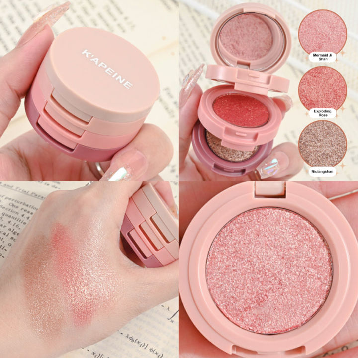 Matte Highlighter Blush 3 In 1 Palette Pearly Blush Shiny Eyeshadow ...