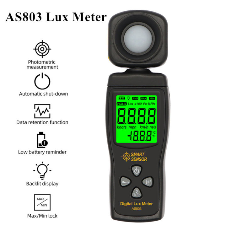 AS803 Luxmeter Digital Light Meter Lux Meter Photometer uv Meter UV Radiometer LCD Illuminometer ...