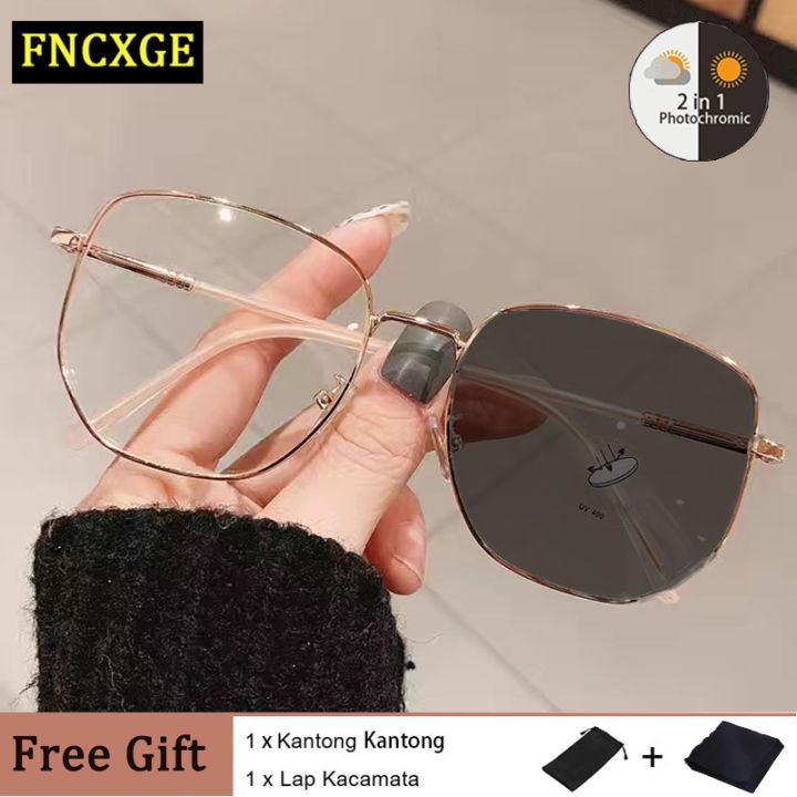 FNCXGE แว่นตาสายตาสั้น 0.0 ถึง -6.0 สำหรับบุรุษและสตรี สไตล์เกาหลี แว่นกรองแสงเปลี่ยนสี แฟชั่น ...