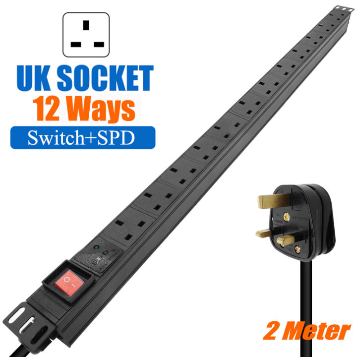 Network Cabinet Rack PDU UK Power Strip 12 Socket with Surge Protector ...