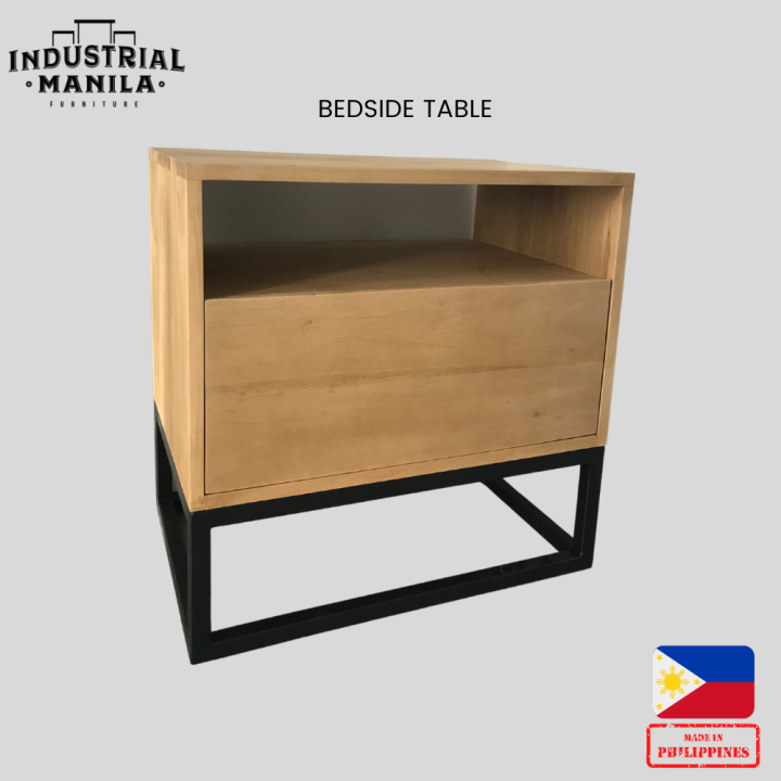 Industrial Manila Bedside Table | Night Table | Solid Wood Mahogany ...