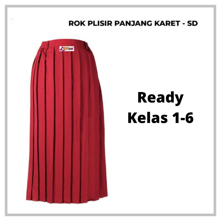 Rok Sekolah Panjang SD/MI Umum Warna Merah Model Rempel Lipat kelas 1-6 | Lazada Indonesia