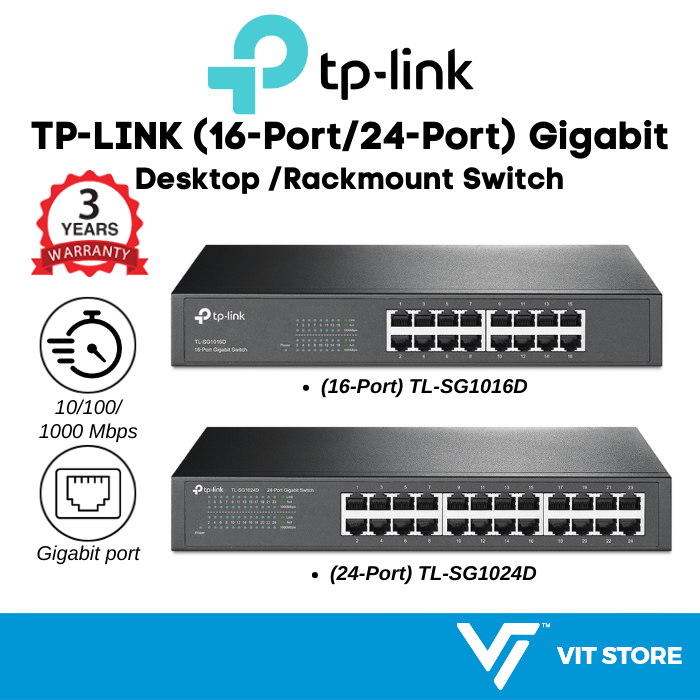 Tp-link (16-Port / 24-Port) Gigabit Desktop/Rackmount Switch (TL ...