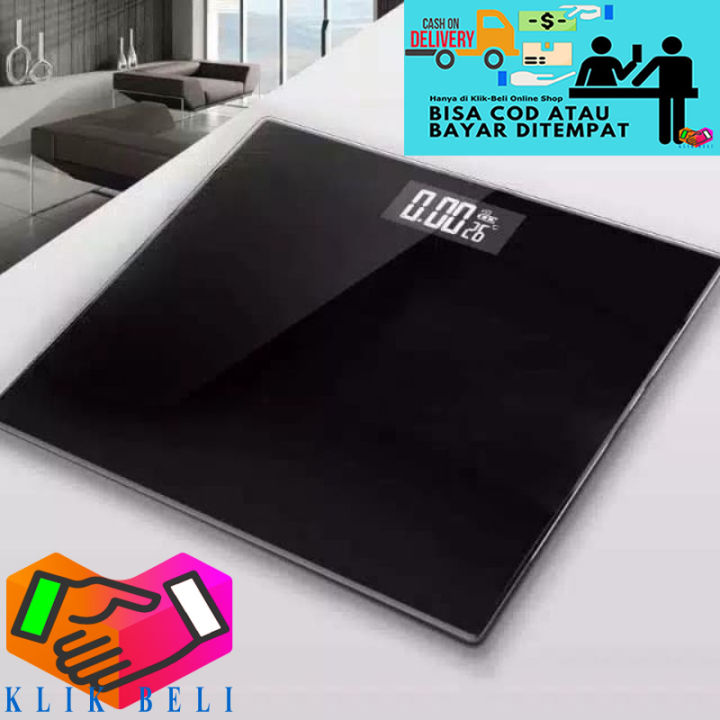 Klik-Beli Timbangan Badan Digital Full Black Kaca Ukuran 26x26cm Weight ...
