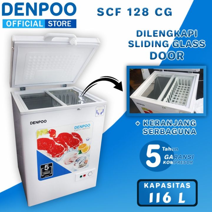 Denpoo Chest Freezer Kapasitas 116 Liter - SCF 128 CG | Lazada Indonesia
