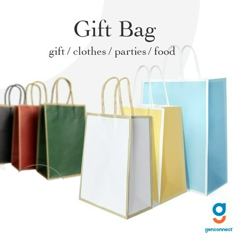 (WHOLESALE) Coloured Border Kraft Paper Gift Bags – Festive Paper Bags ...