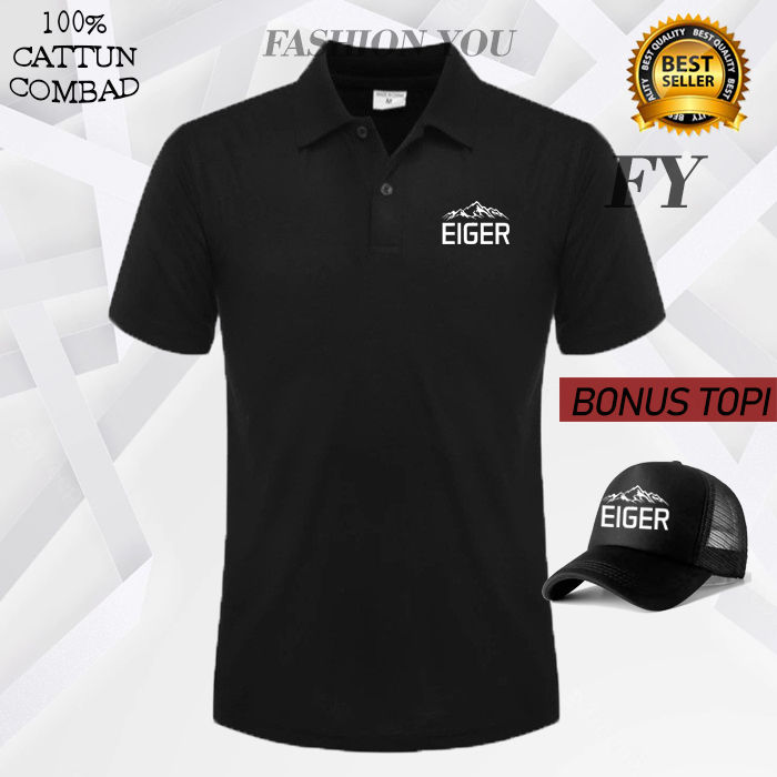 BONUS TOPI !!! Kaos Polo Eiger Gunung Text Putih Premium Dewasa - Baju ... BONUS TOPI !!! Kaos Polo Eiger Gunung Text Putih Premium Dewasa - Baju ...
