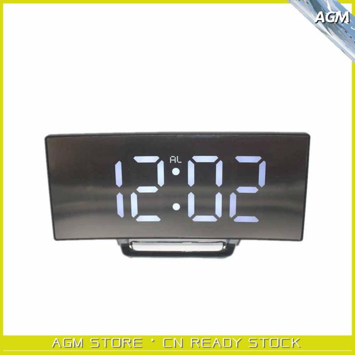 Electric Alarm Clock For Bedrooms Digital Clock Modern Curved Design