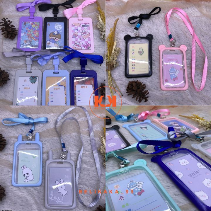 (12 PCS) TALI ID CARD NAME TAG PLASTIK BAHAN SILIKON KARAKTER KELINCI ...