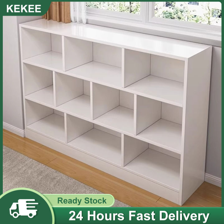 KEKEE Bookcase shelving Against the Wall moisture-proof Grid cabinet ...