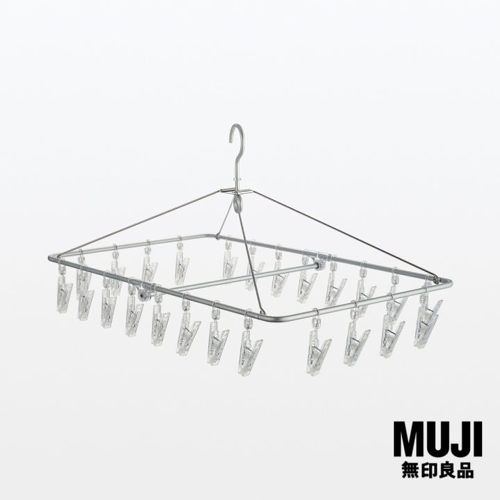 มูจิ ไม้แขวนผ้าอะลูมิเนียมแบบมีตัวหนีบ 24 ตัว - MUJI Aluminium Square ...