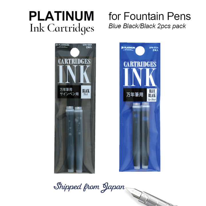 Platinum Fountain Pen Ink Cartridge 2pcs Pack Blue/Black Made in Japan ...