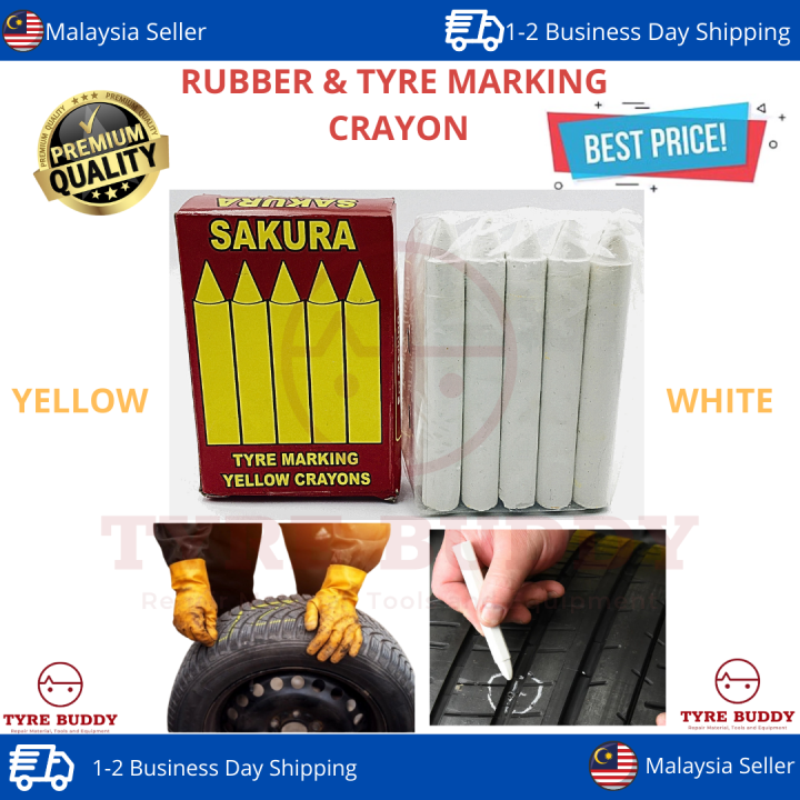 Getah KUNING/ PUTIH / Krayon Penanda Tayar (10pcs/kotak); Tayar; Kapur ...
