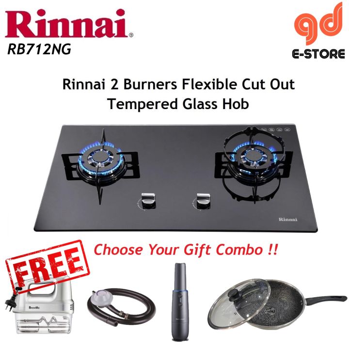 Rinnai RB712NG 2 Burners Tempered Glass Built in Gas Hob RB-712NG | Lazada