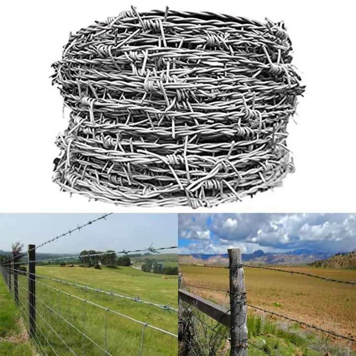 50/100 Meters Iron Barbed Wire Roll Fence Barbed Wire Anti-climb ...