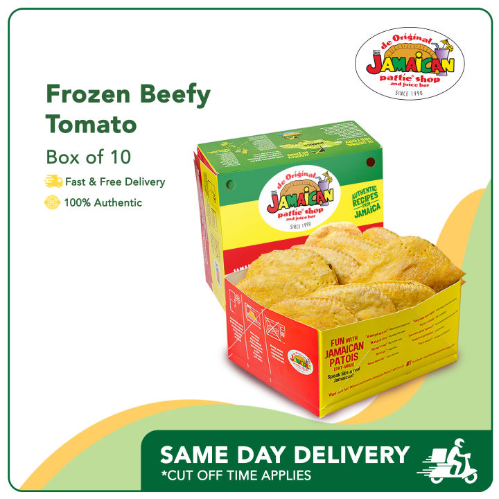 Jamaican Pattie Frozen Beefy Tomato Box of 10 [Frozen, Pattie, Meat ...