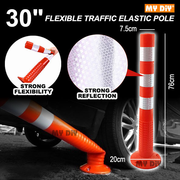 MYDIYHOMEDEPOT - 30”FLEXIBLE TRAFFIC ELASTIC POLE SAFETY TRAFFIC POLE ...