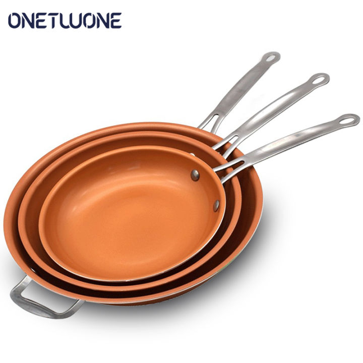 Onetwone Non-stick Copper Cookware Frying Pans & Skillets with Ceramic ...