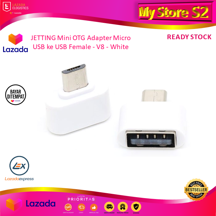 JETTING MINI OTG ADAPTER MICRO USB KE USB FEMALE - V8 - WHITE | Lazada ...