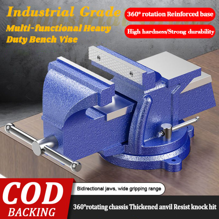 Bench Vise 360° Swivel Base Original Heavy Duty Bench Vise with Anvil 3" 4" 5" 6" (Optional ...