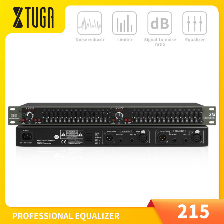 XTUGA Professional Equalizer 215 Dual Channel 15 Band Graphic EQ, Built ...