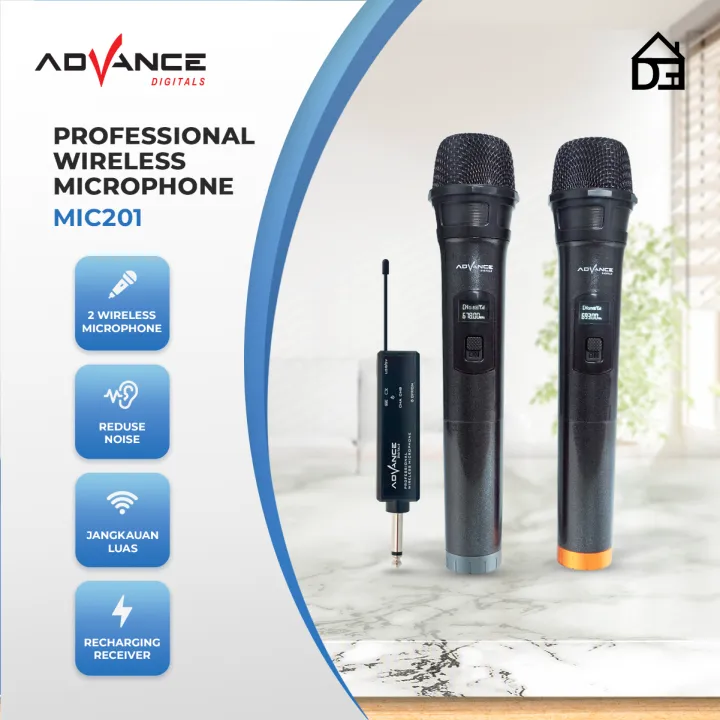 Dua Microphone Wireless Professsional Advance MIC-201 / MIC201 Mic ...
