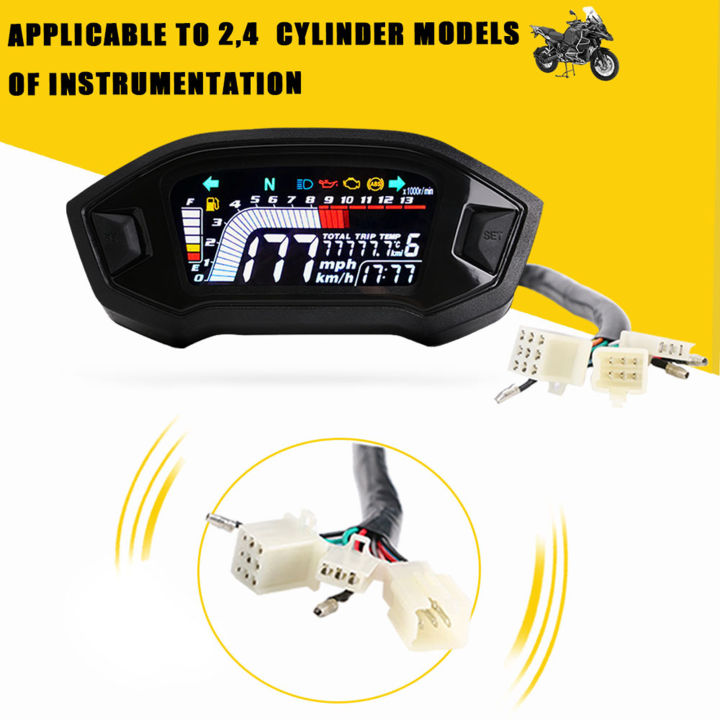 Universal Motorcycle Meter LCD Display ABS Speedometer Odometer Water ...