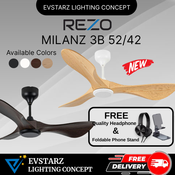 REZO MILANZ 3B 52/42 inches DC Motor Ceiling Fan with Remote Control ...