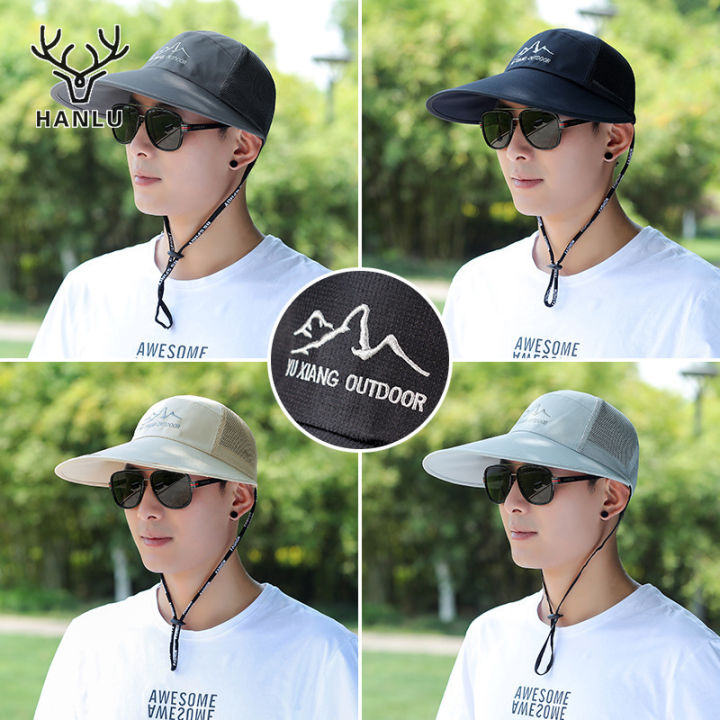 Hanlu หมวกกันแดด หมวกแก๊ปโผล่ป้องกันรังสียูวีสำหรับผู้ชาย,หมวกบังแดด ...