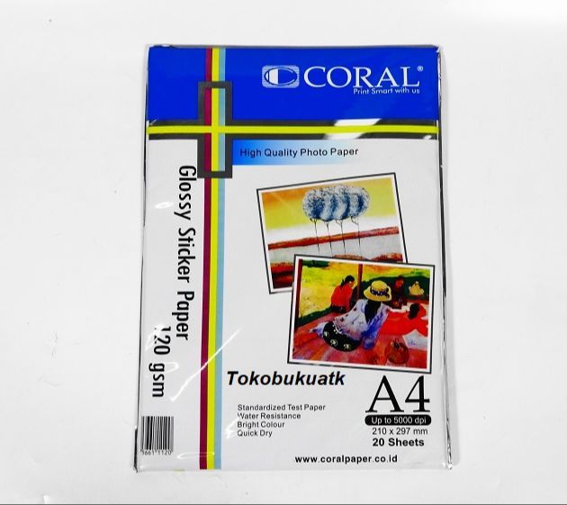 Kertas Glossy Sticker Paper Merek Coral- Kertas Sticker Glossy Coral ...