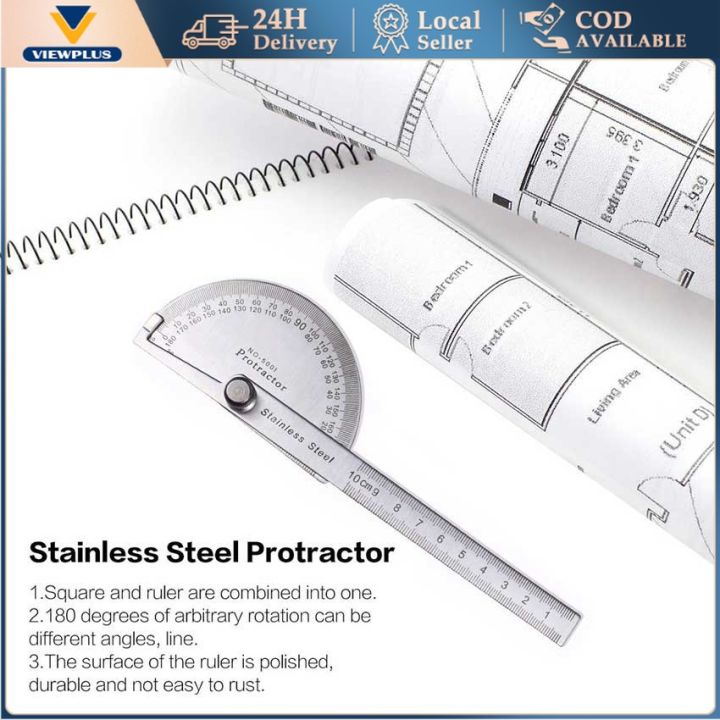 Stainless Steel 180 degree Protractor Angle Finder Arm Measuring Ruler ...
