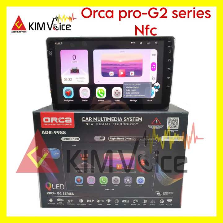 Head Unit Android Orca ADR-9988 PRO+ Gen 2 RAM 6GB/256GB Layar Qled ...