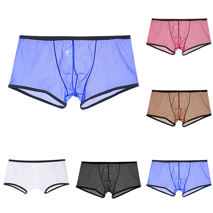 Banchen Men Transparent Boxer Briefs Ultra-thin Mesh Quick-Dry Low Rise ...