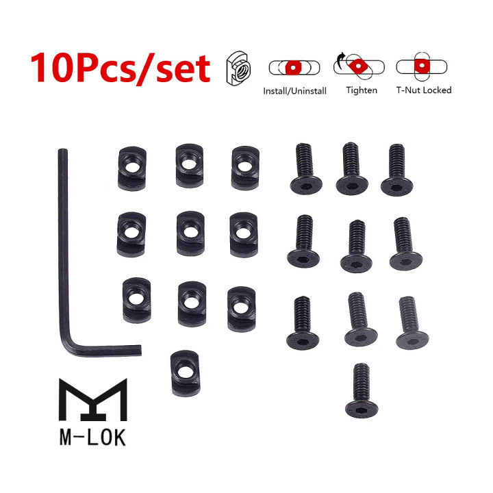 Tactical 10Pcs M-LOK T-Nut Screw Replacement Set For AR15 M4 MLOK Rail ...