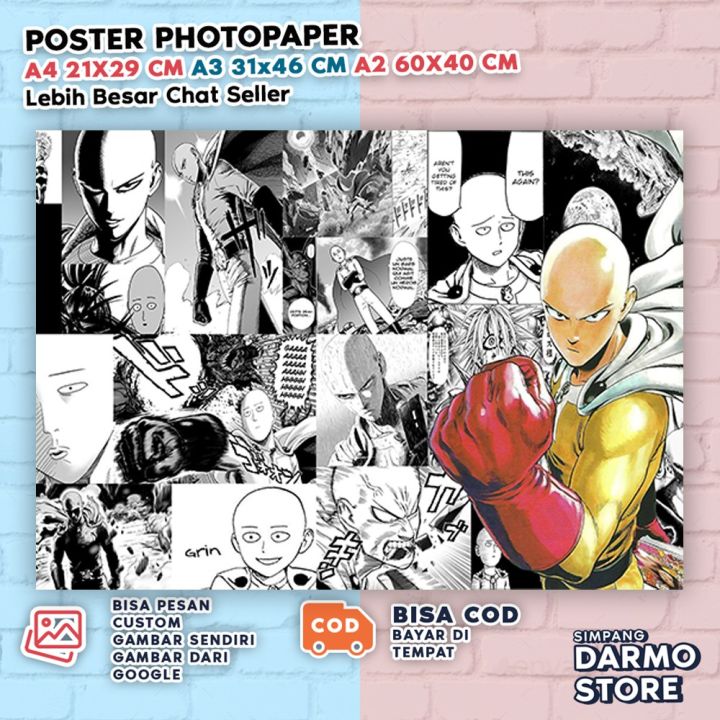 Poster One Punch Man Anime Wibu Super hero Saitama Genos Fubuki Silver ...