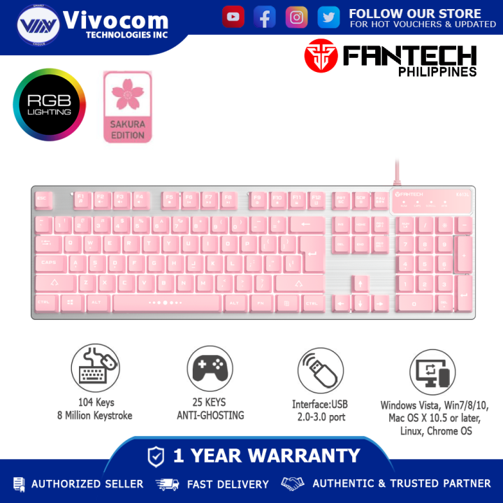 FANTECH K613L Fighter II Full Size Edition Gaming Keyboard Pink | Lazada PH
