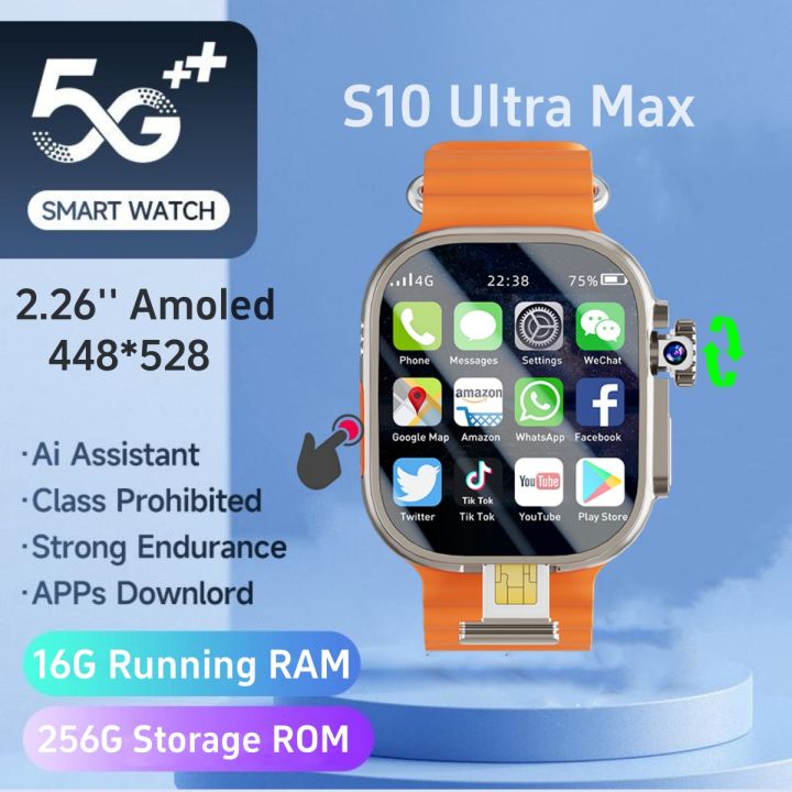 GoldenSpike S10 Ultra Max Smartwatch 5G Android Smart Watch With 2.26'' Amoled Screen 800W ...