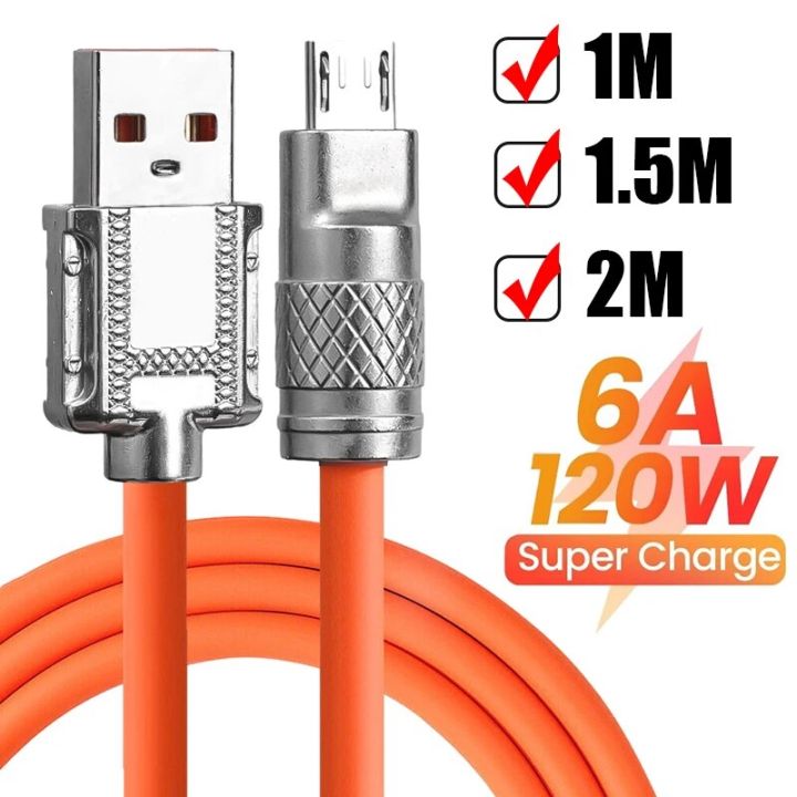 120W 6A Micro USB Fast Charging Data Cable for Samsung Xiaomi Huawei ...