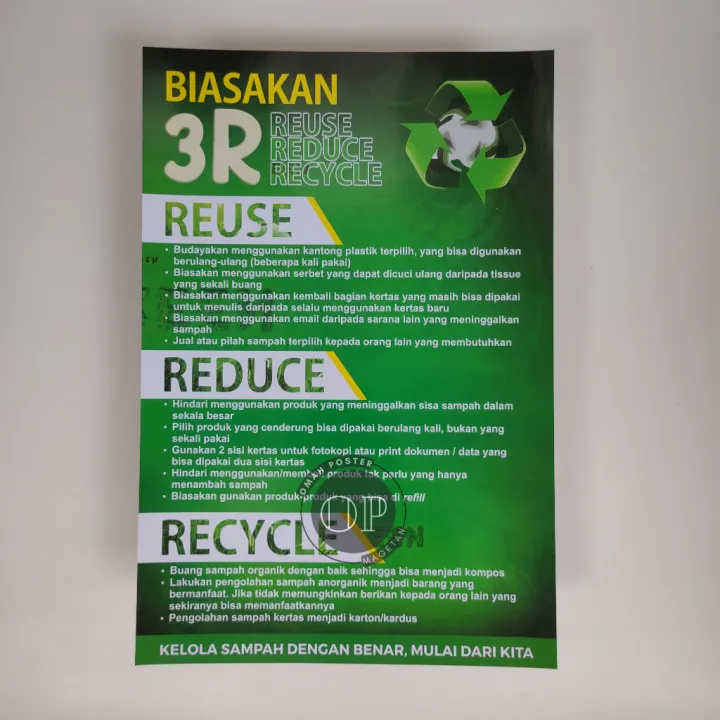 Poster Pengolahan Sampah 3R - Poster 3R - Reduce - Reuse - Recycle | Lazada Indonesia