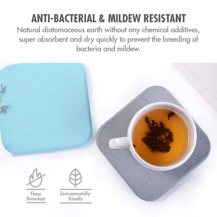 Diatomite Coaster for Mugs and Soft PU mat Quick Dry Bathroom Floor Mat ...