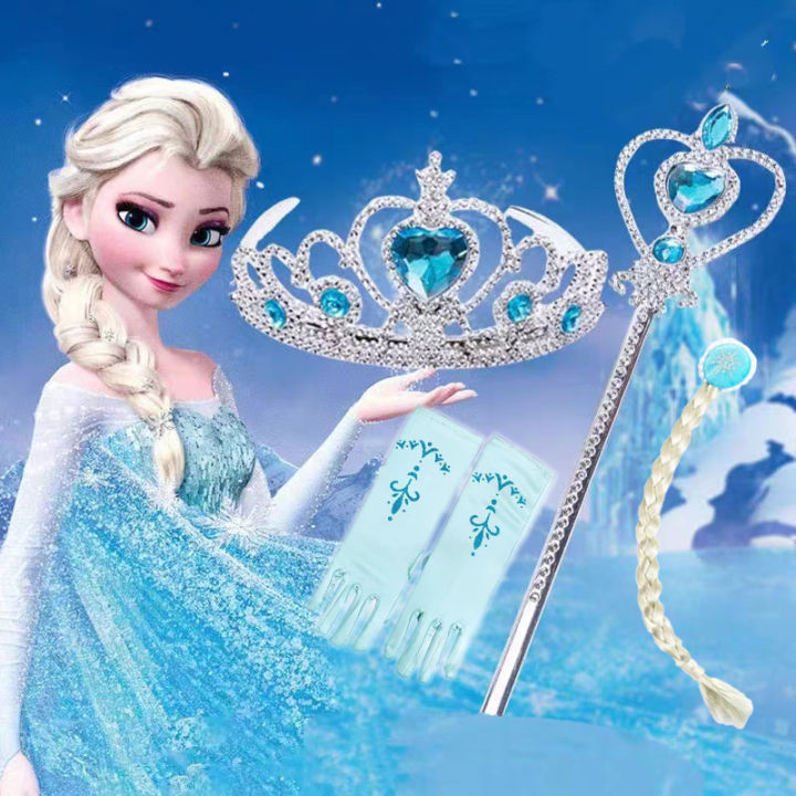 Hanni. Girls Frozen Princess 4PCS/SET Wand and Crown Set Elsa Anna Wig ...