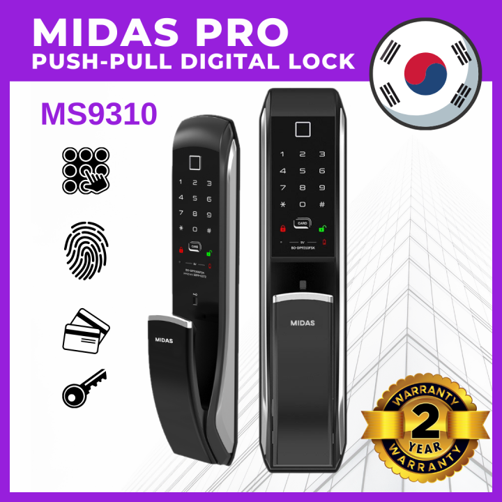 HDB Door Lock Push-Pull Digital Lock - 4 in 1 access fingerprint, pin ...