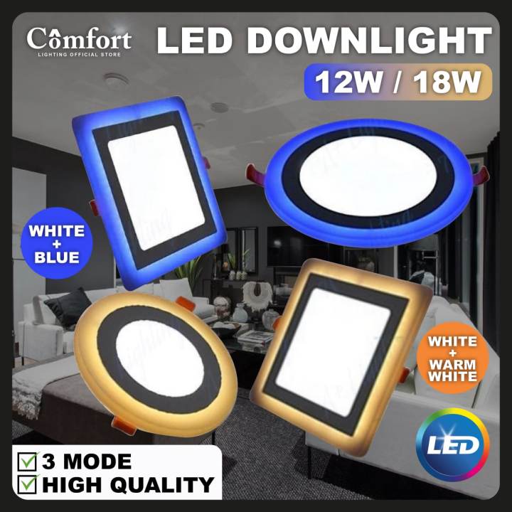 12W 18W 24W Double Color LED Downlight LED 2in1 Color Recessed Surface ...