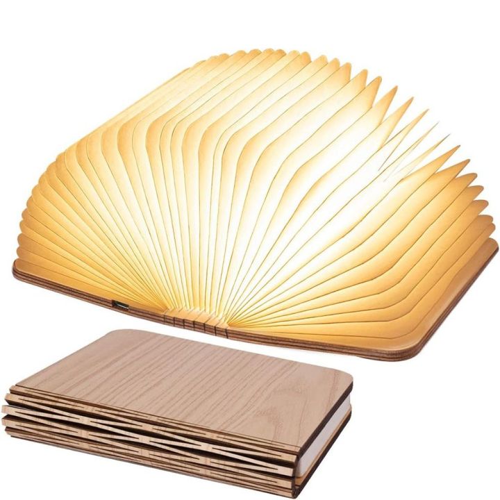 AISIN DECOR Wooden Folding Book Lamp USB Rechargeable Portable LED Book ...