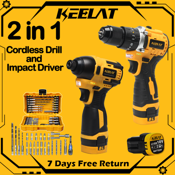 KEELAT KCID02 2 in 1 COMBO Drill 140N.m Impact Driver Brushless ...