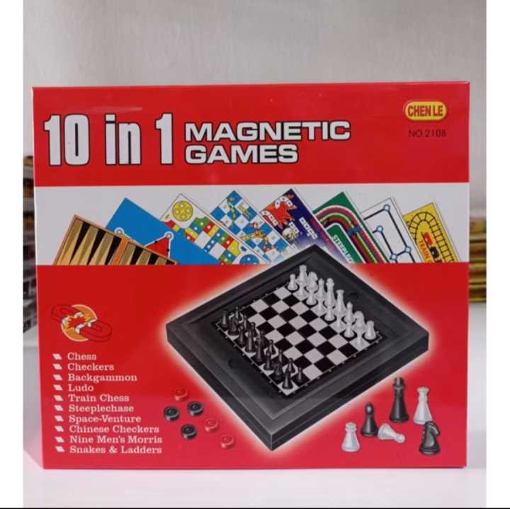Mainan Anak Ular Tangga Magnet Board Game 10 in 1 Catur Ludo Halma ...