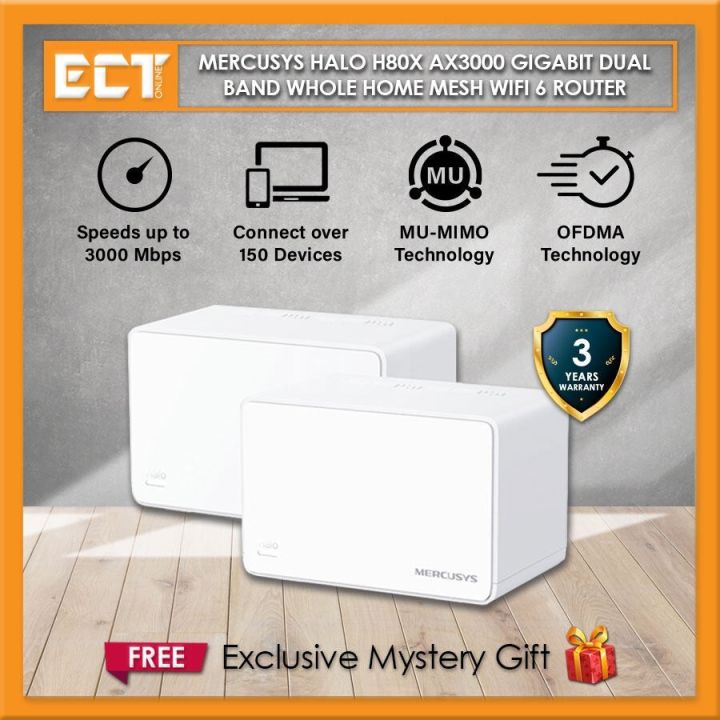Mercusys TP-Link Halo H80X AX3000 Gigabit Dual Band Whole Home Mesh ...