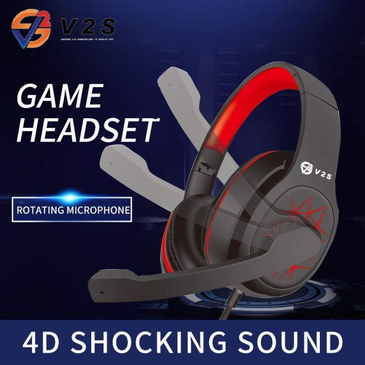 V2S K2PRO Stretchable Headband 3.5mm Wired Gaming Headphone Stereo ...
