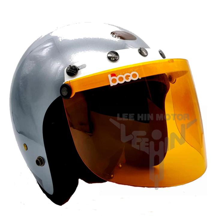 Original Magnum 5 Button White Cap Helmet with Orange Visor ( Grey ...