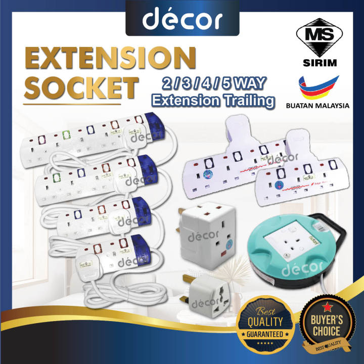 [sirim] 2m Trailing Extension Trailing Socket Extension Plug Extension Socket Extension Wire